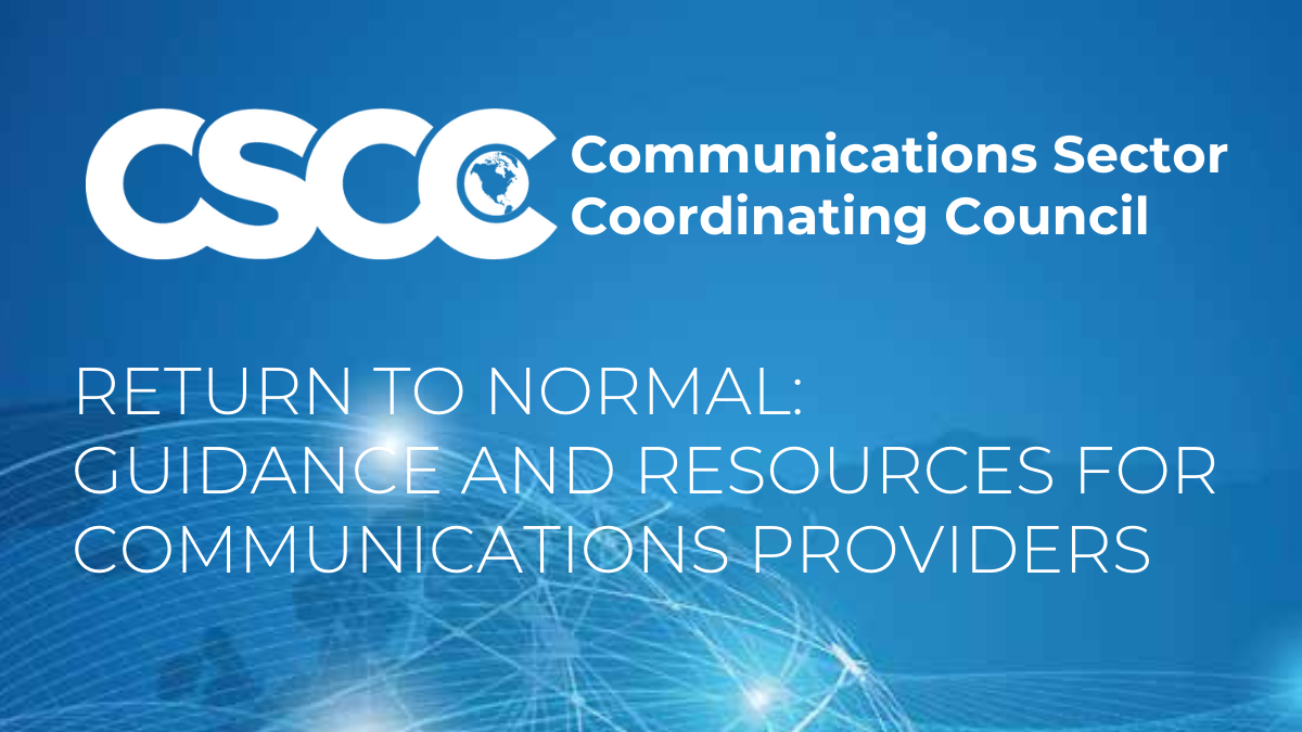 CSCC Releases ‘Return to Normal: Guidance and Resources for ...